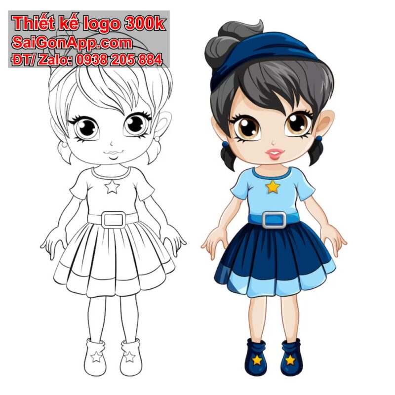 Tô màu búp bê chibi, THIẾT KẾ 300K ĐẸP CHUYÊN NGHIỆP SaiGonApp
